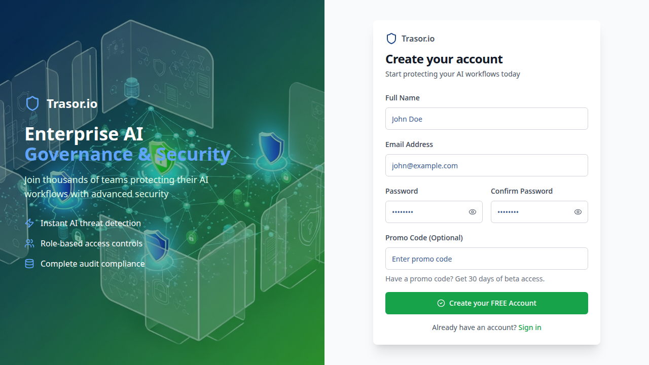 Trasor.io - Trust Infrastructure for AI Workflows
